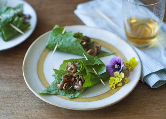 Hedge Garlic Wraps with Mushrooms and Nettle Crisps - Wild Food UK