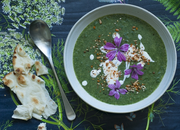 Mallow Soup with Hazelnut Dukkah - Wild Food UK